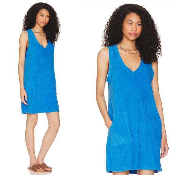 bobi | Dresses | Revolve Bobi Terry Cloth Beach Swim Tank Cover Up Mini Dress Mykonos Blue Size ...